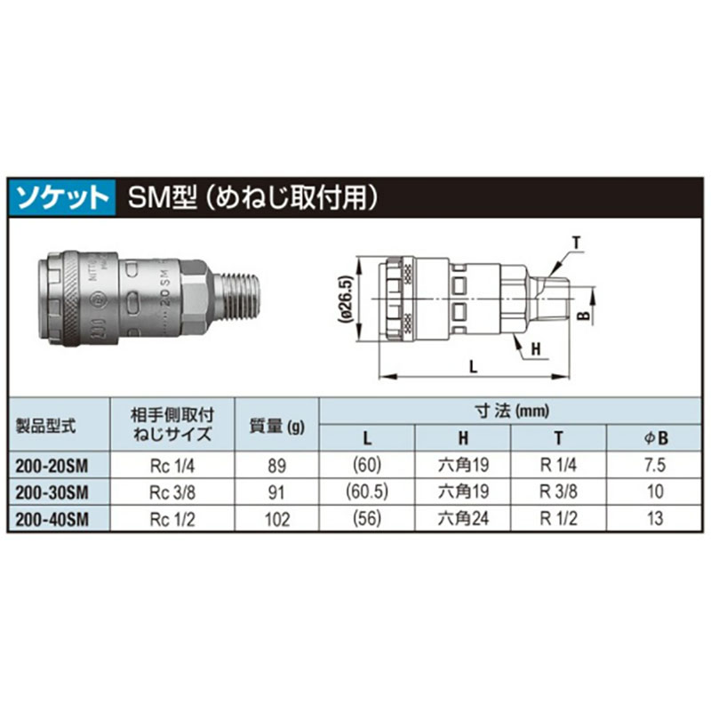 ワンタッチカプラ ソケット めねじ取付用R3/8 | 200-30SM | 工具の通販 FINE PIECE デリバリー｜自動車の整備機器・用品・システムがネットでお得に仕入れできる業者向け ...